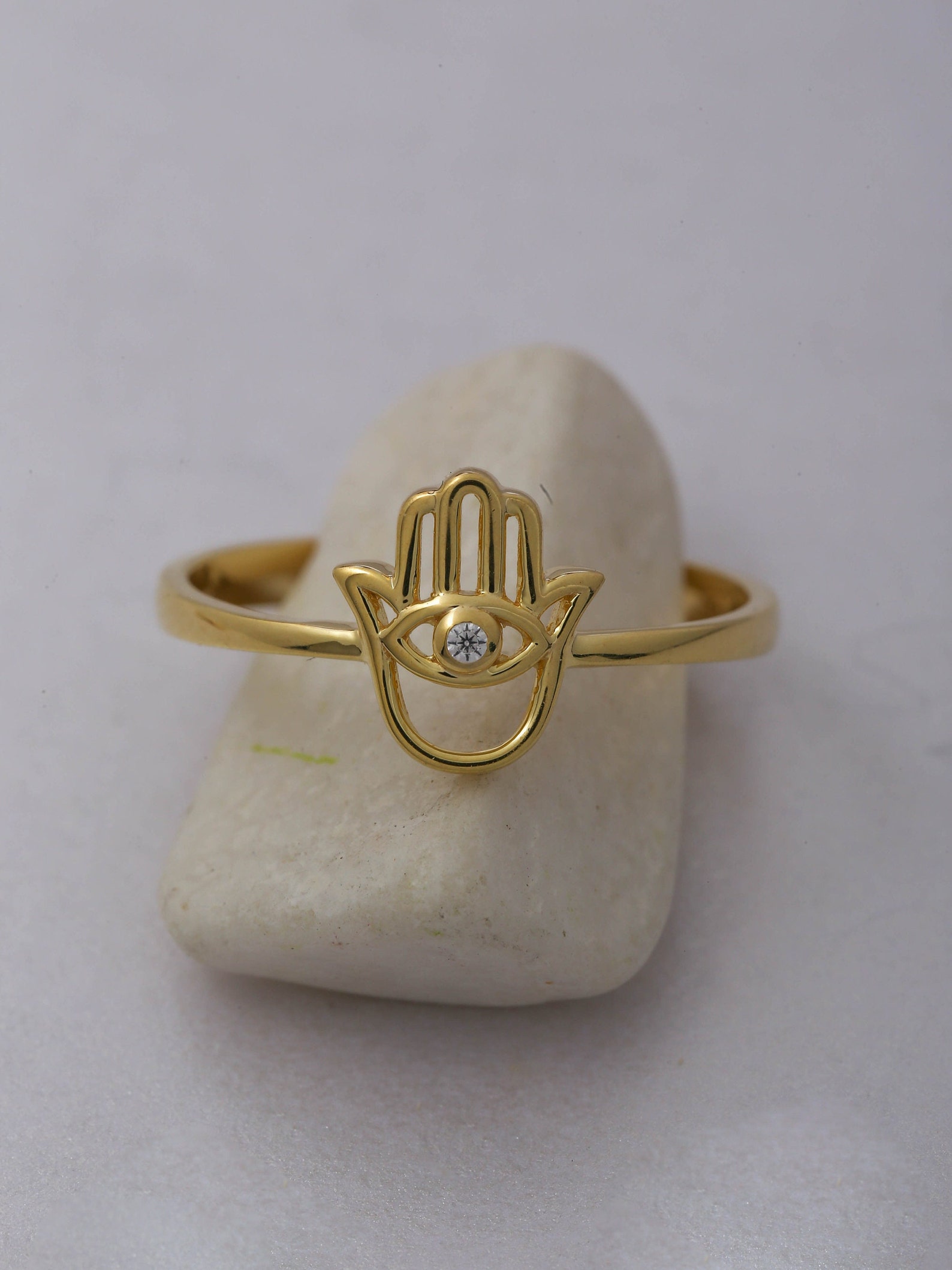 14K Solid Gold Hamsa Ring Sterling Silver Hamsa Ring Fatima - Etsy