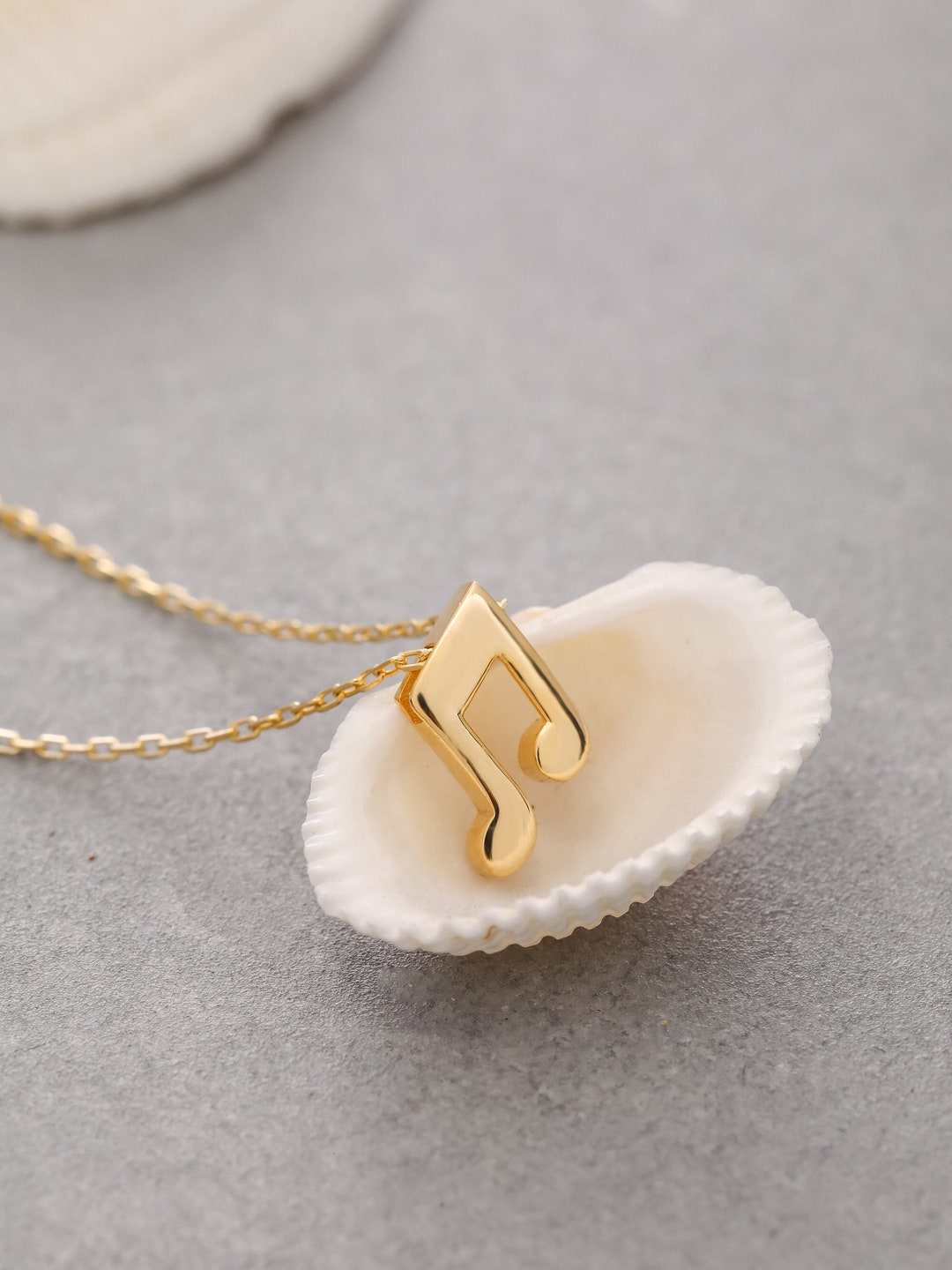 14k Solid Gold Music Note Charm Necklace, 925 Sterling Silver Music ...