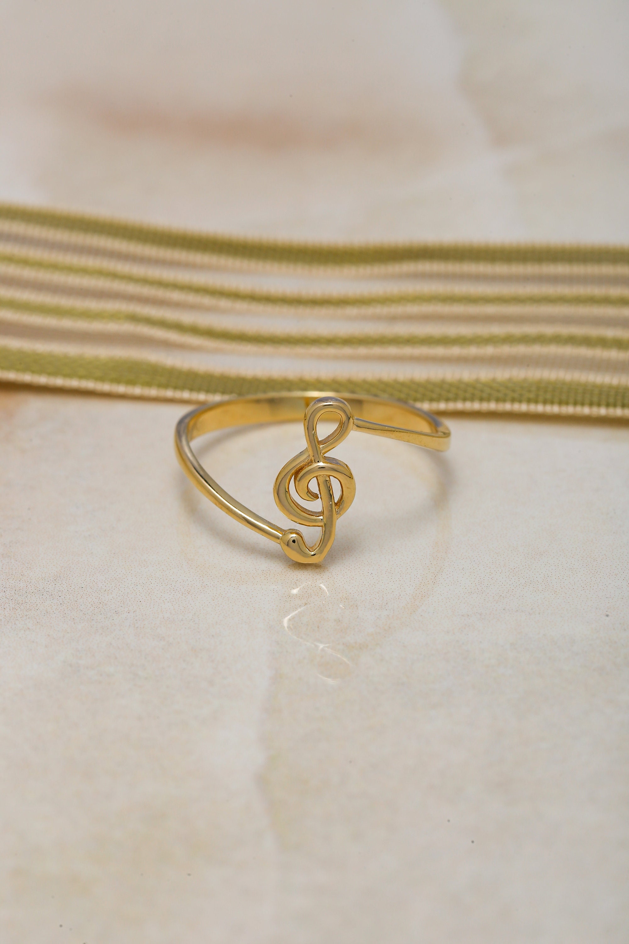 14K Solid Gold Treble Clef Ring, 925 Sterling Silver Treble Clef Ring ...
