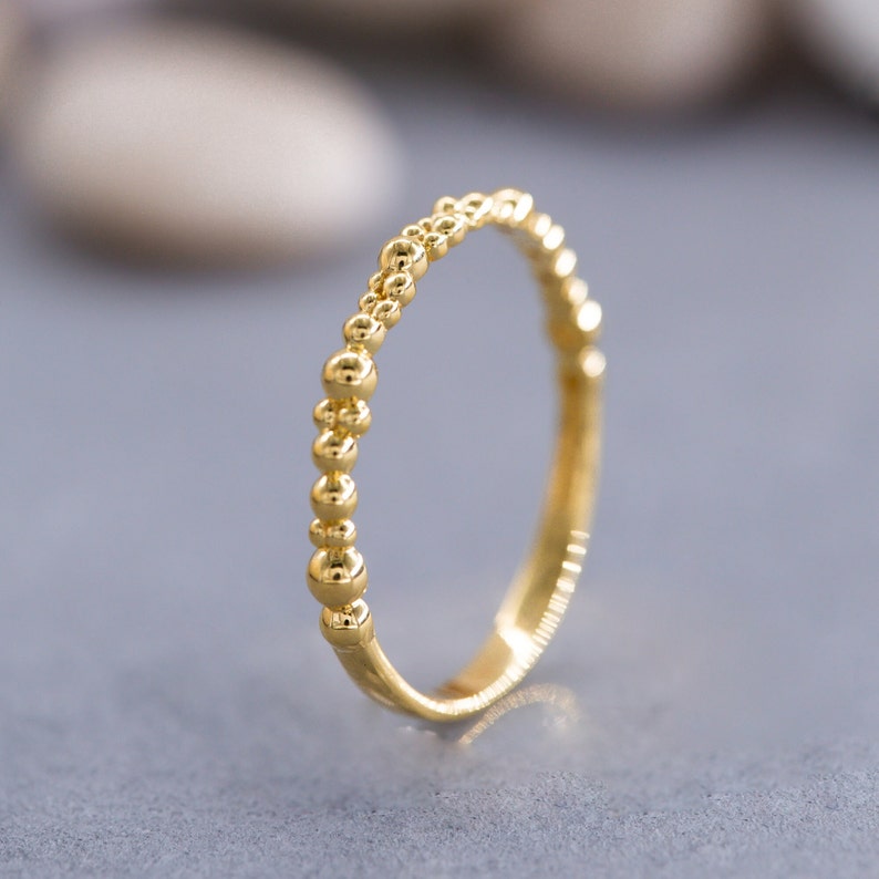 14K Solid Gold Bubble Ring 925 Sterling Silver Bubble Ring - Etsy