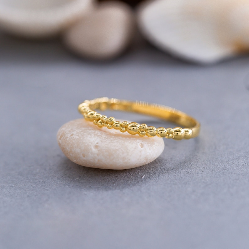 14K Solid Gold Bubble Ring 925 Sterling Silver Bubble Ring - Etsy