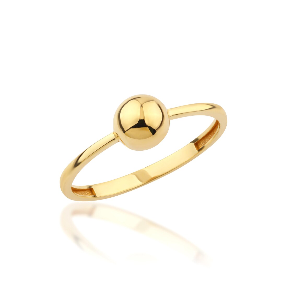 14K Solid Gold Ball Ring, Sterling Silver Ball Ring, Minimalist Ring ...