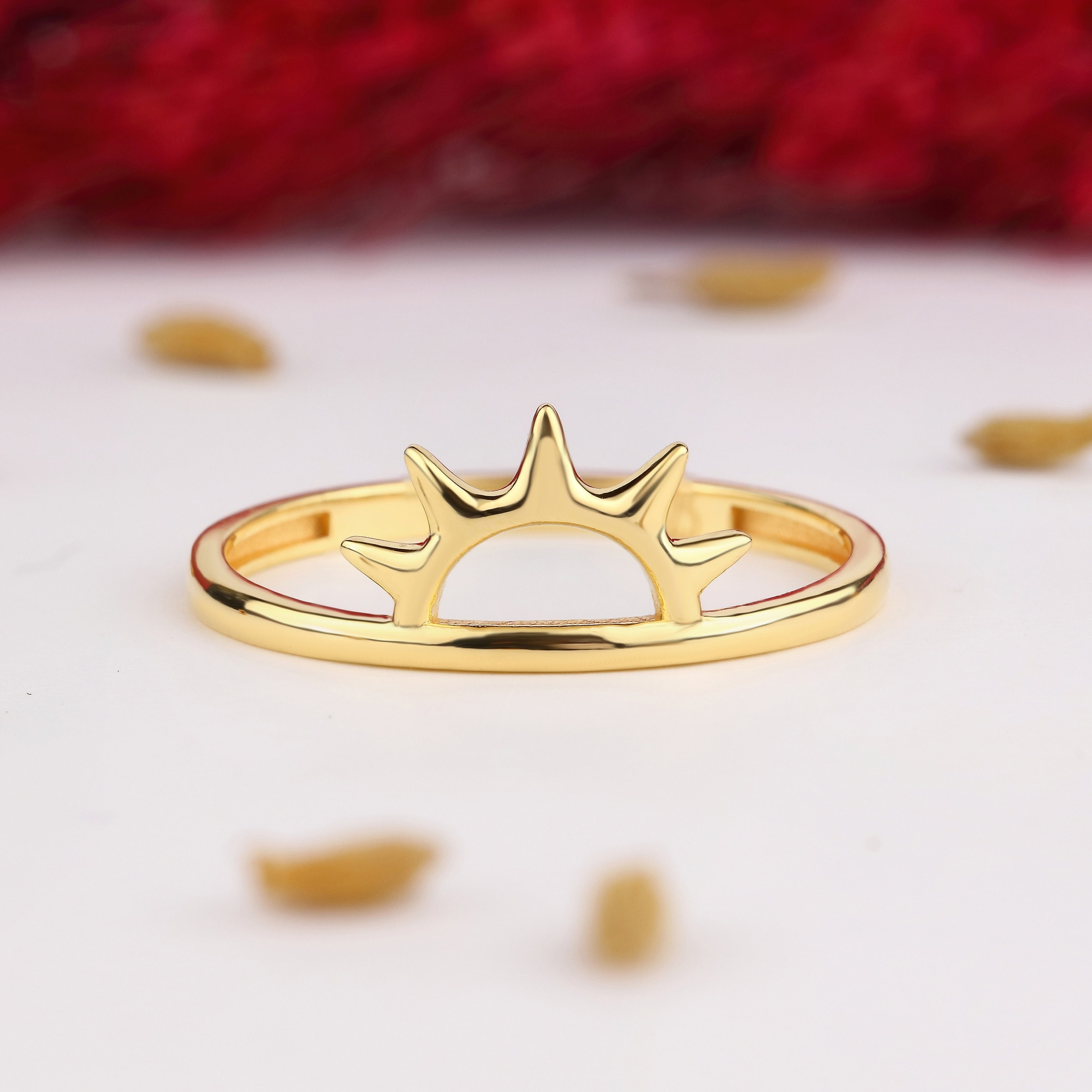 14K Solid Gold Sun Ring,925 Sterling Silver Sun Ring,sunshine Ring ...