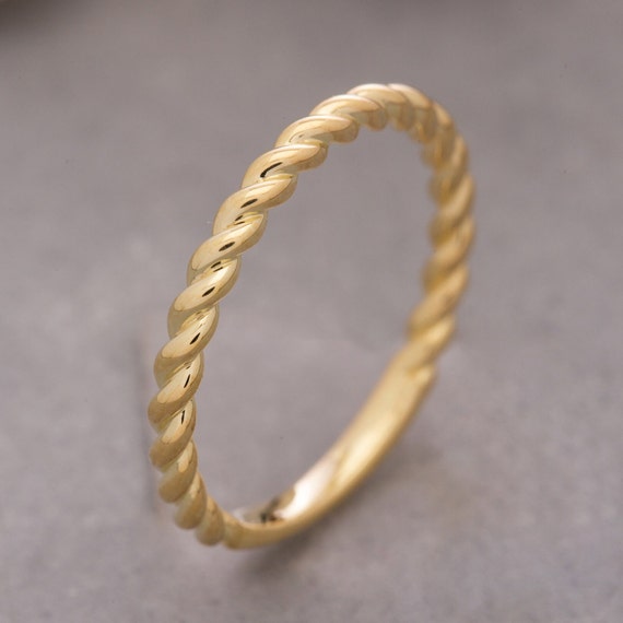 Thin Rope Ring 14K Solid Gold Rope Ring 925 Sterling Silver - Etsy