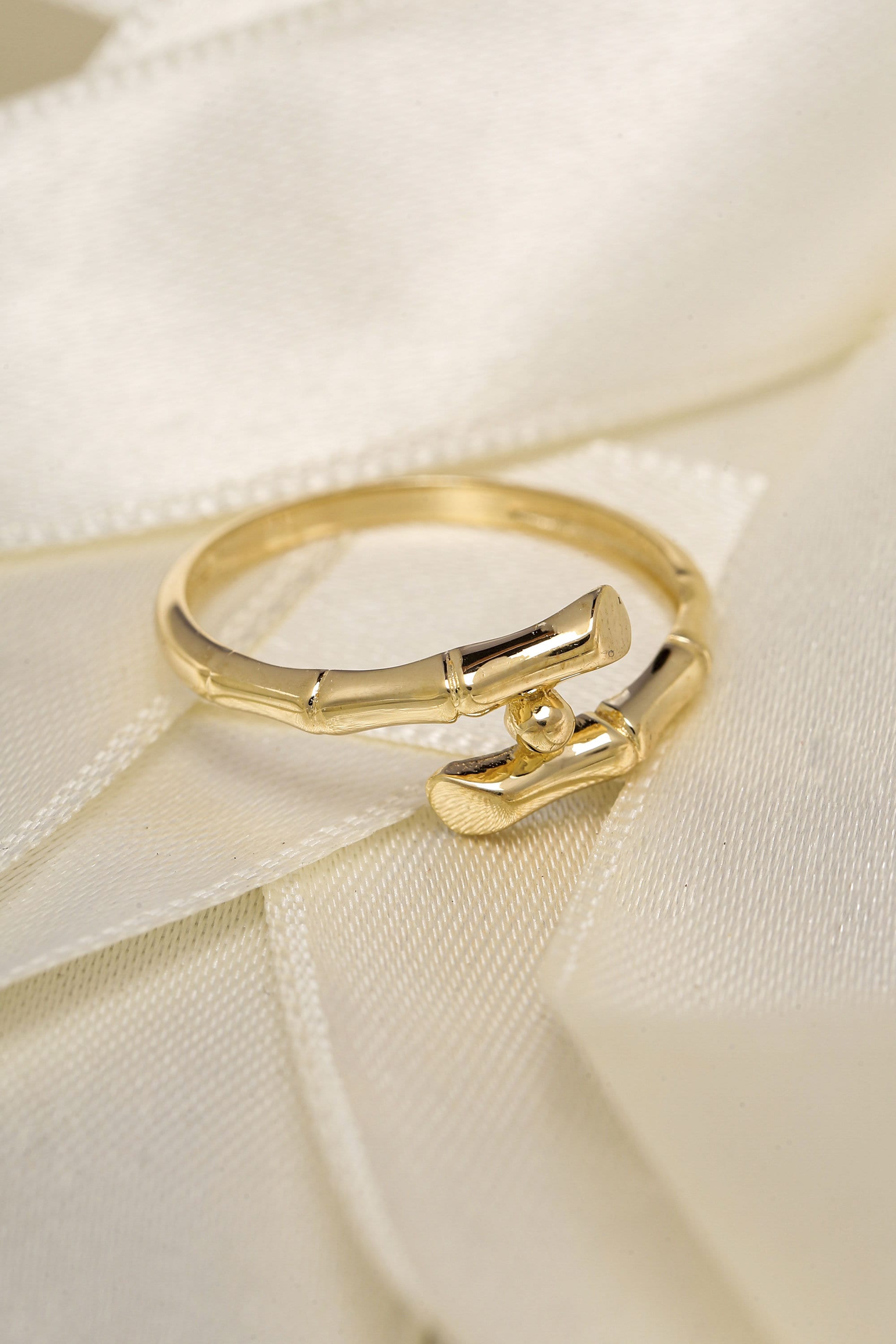 14K Solid Gold Bamboo Ring 925 Sterling Silver Bamboo Ring - Etsy