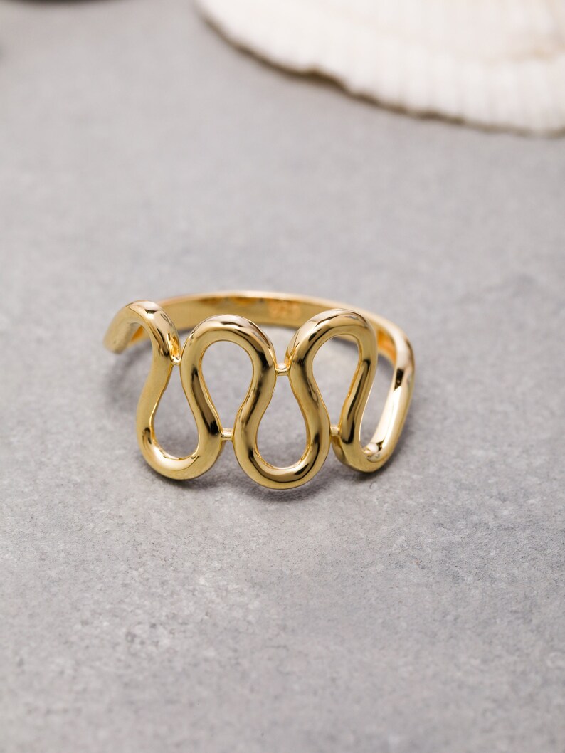 14K Solid Gold Zig Zag Ring 925 Sterling Silver Zig Zag Ring - Etsy