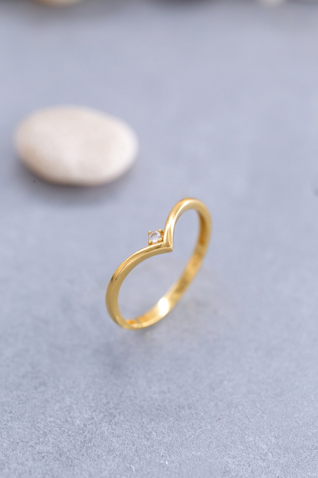 14K Solid Gold V Ring, 925 Sterling Silver V Ring, Chevron Ring ...