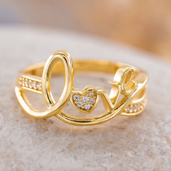 Gold Love Ring - Etsy