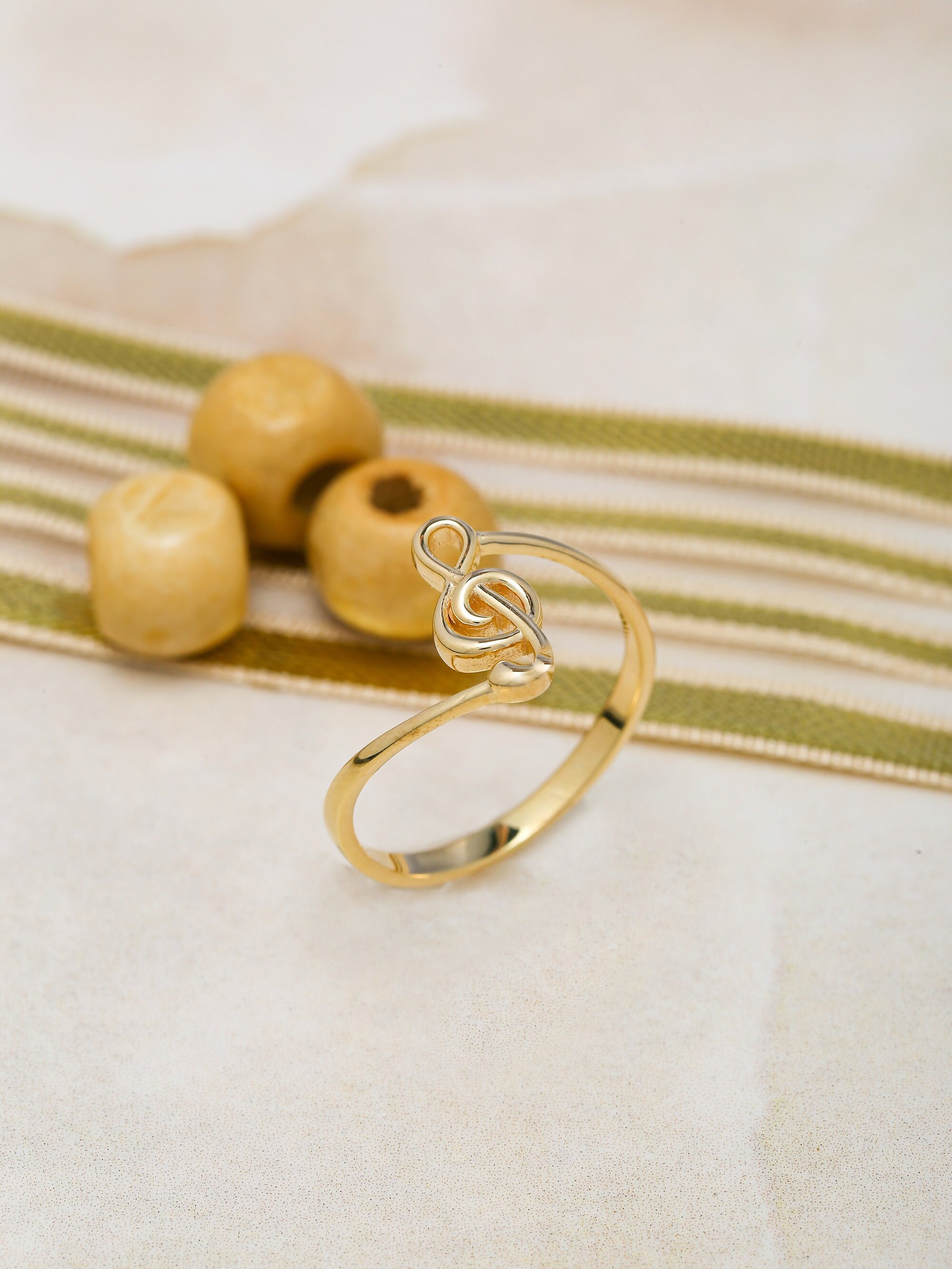 14K Solid Gold Treble Clef Ring 925 Sterling Silver Treble - Etsy