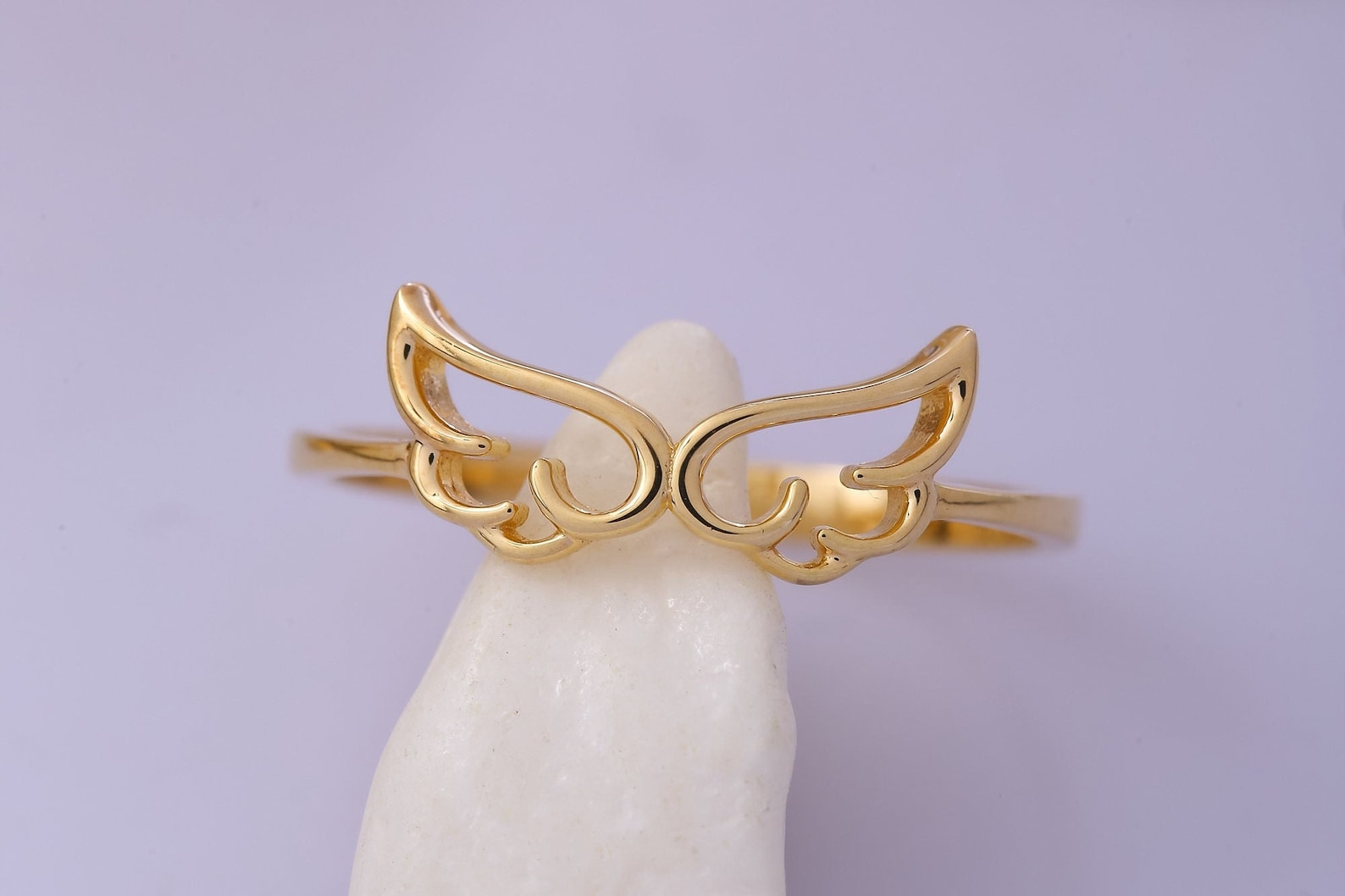 14K Solid Gold Angel Wings Ring 925 Sterling Silver Angel - Etsy