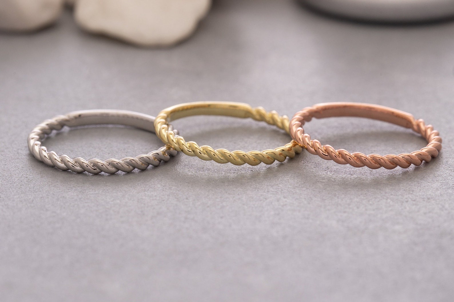 Thin Rope Ring 14K Solid Gold Rope Ring 925 Sterling Silver - Etsy