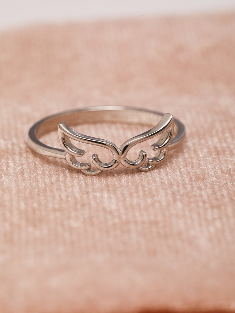 14K Solid Gold Angel Wings Ring 925 Sterling Silver Angel - Etsy