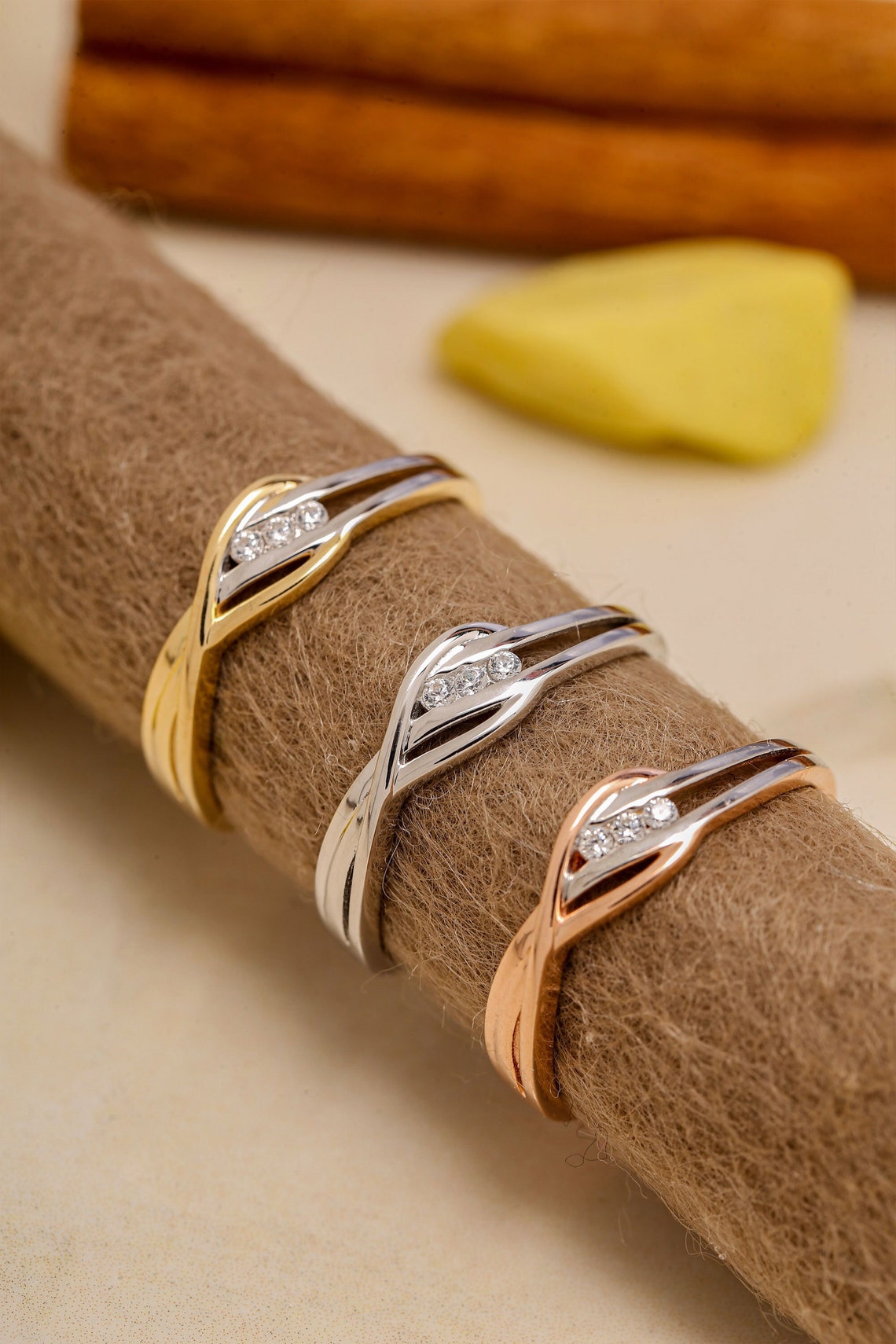 14K Solid Gold 2 Tone Ring 925 Sterling Silver 2 Tone Ring - Etsy