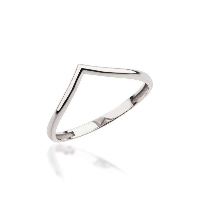 14K Solid Gold V Ring, 925 Sterling Silver V Ring, Chevron Ring ...
