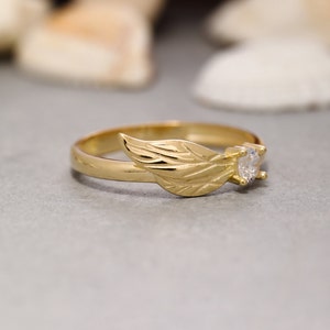 14K Solid Gold Angel Wing Ring, Sterling Silver Angel Wing Ring, Cubic ...