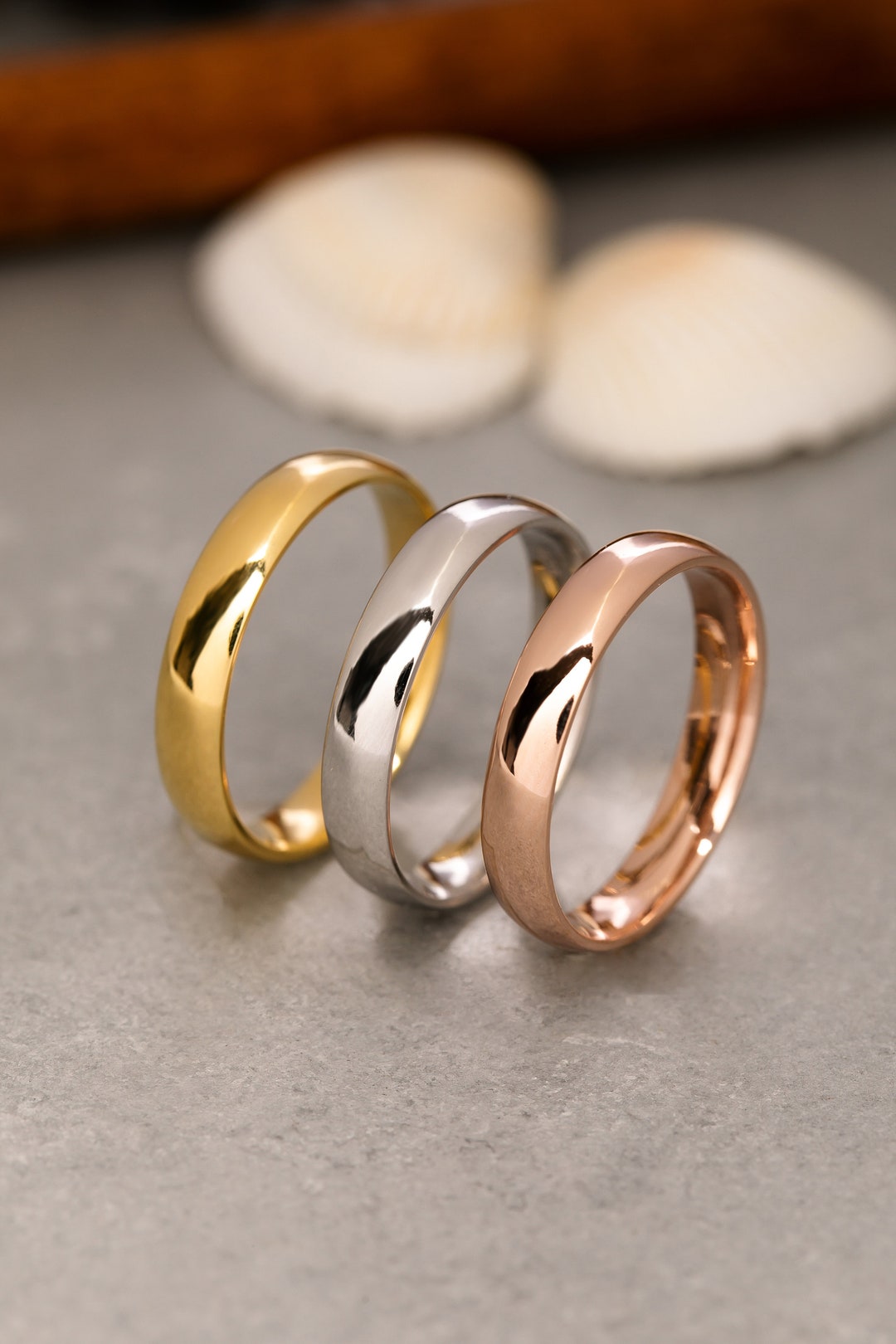 4 Mm Wedding Band Ring, 14K Solid Gold 4 Mm Wedding Band Ring, 925 ...