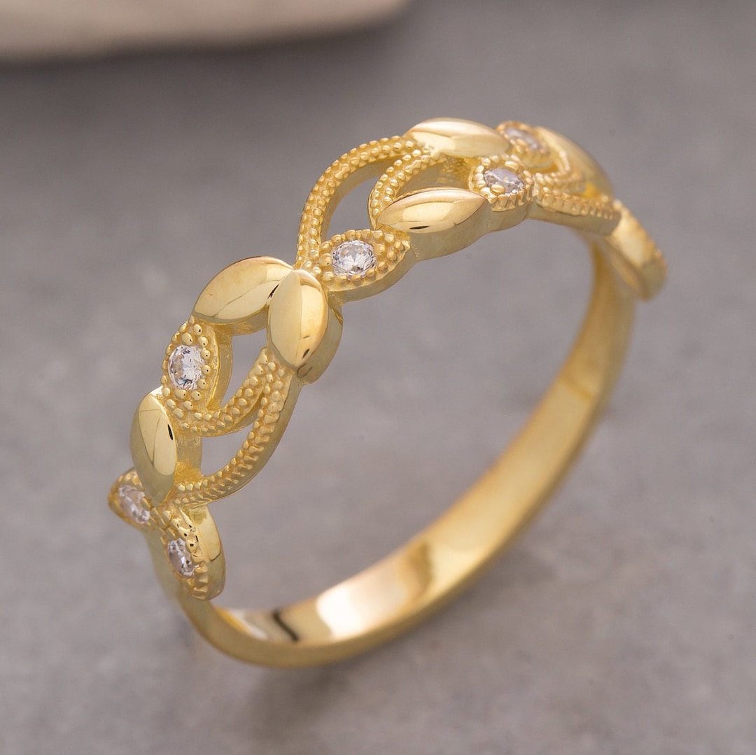 Ivy Leaf Ring, 14K Solid Gold Leaf Ring, 925 Sterling Silver Leaf Ring ...