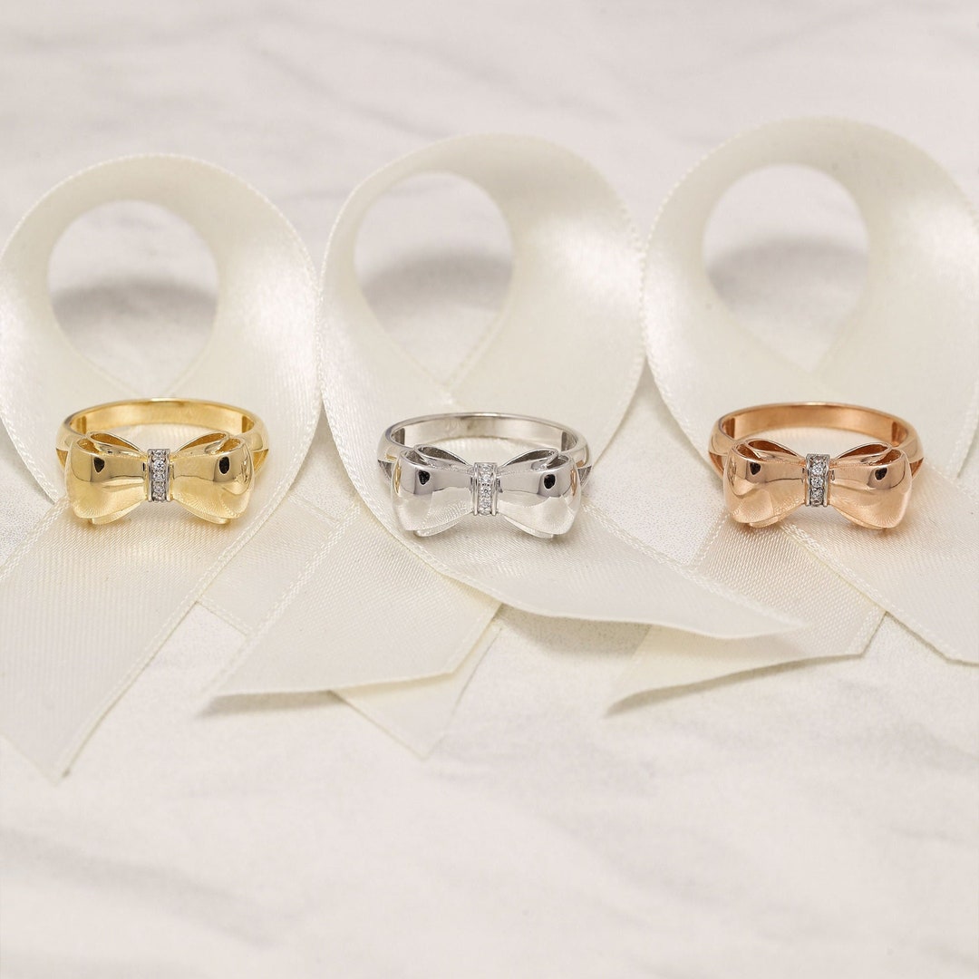 14K Solid Gold Ribbon Ring, 925 Sterling Silver Ribbon Ring, Ribbon ...