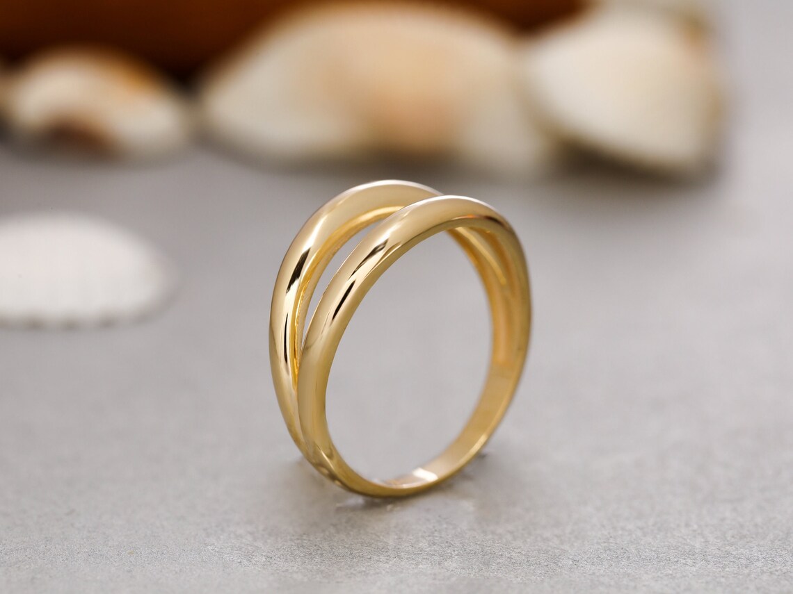 14K Solid Gold Dome Ring Sterling Silver Dome Ring Bold Dome - Etsy