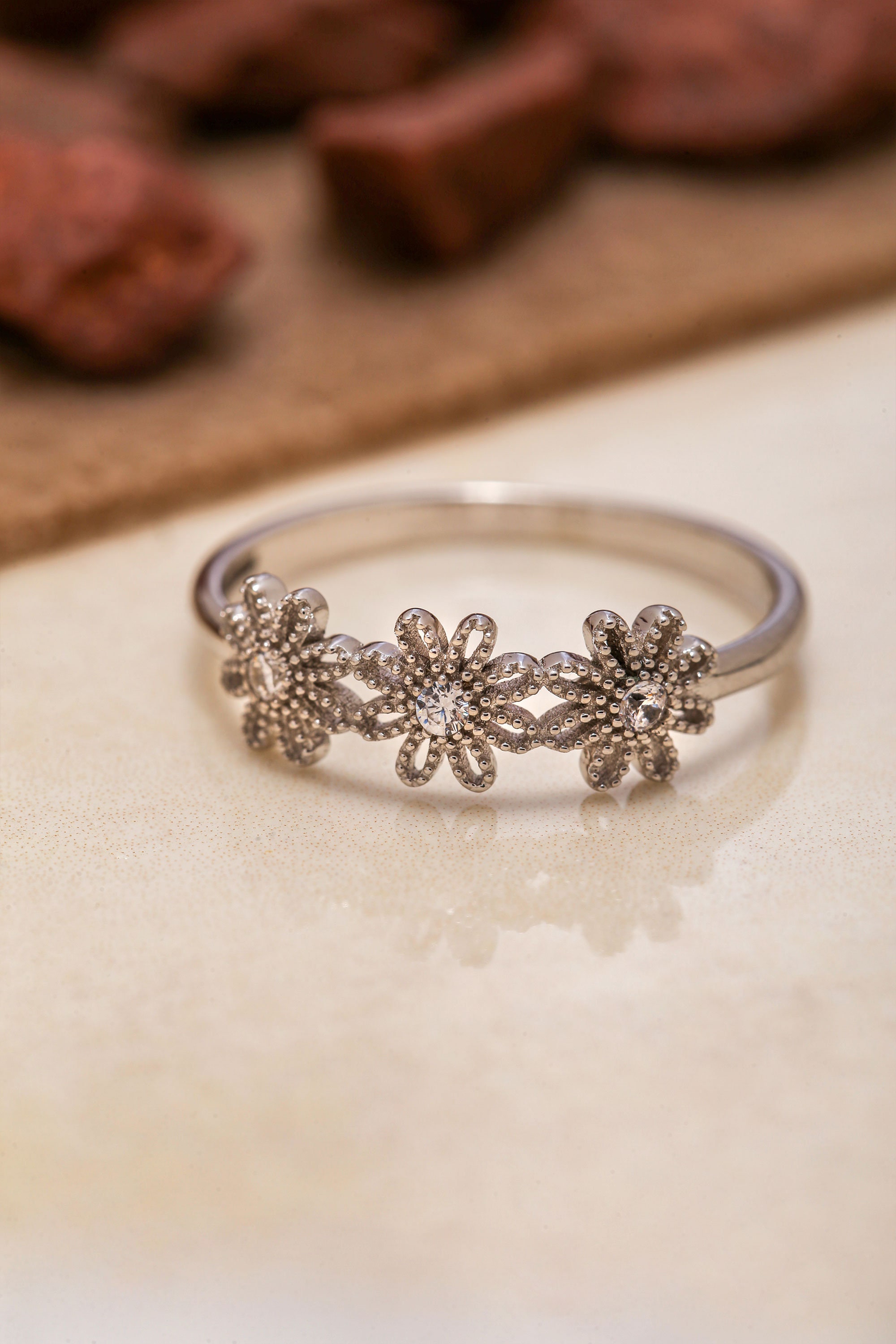 14K Solid Gold Daisy Ring, 925 Sterling Silver Daisy Ring, Elegant ...
