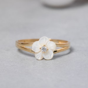 14K Solid Gold Magnolia Flower Ring, 925 Sterling Silver Magnolia ...