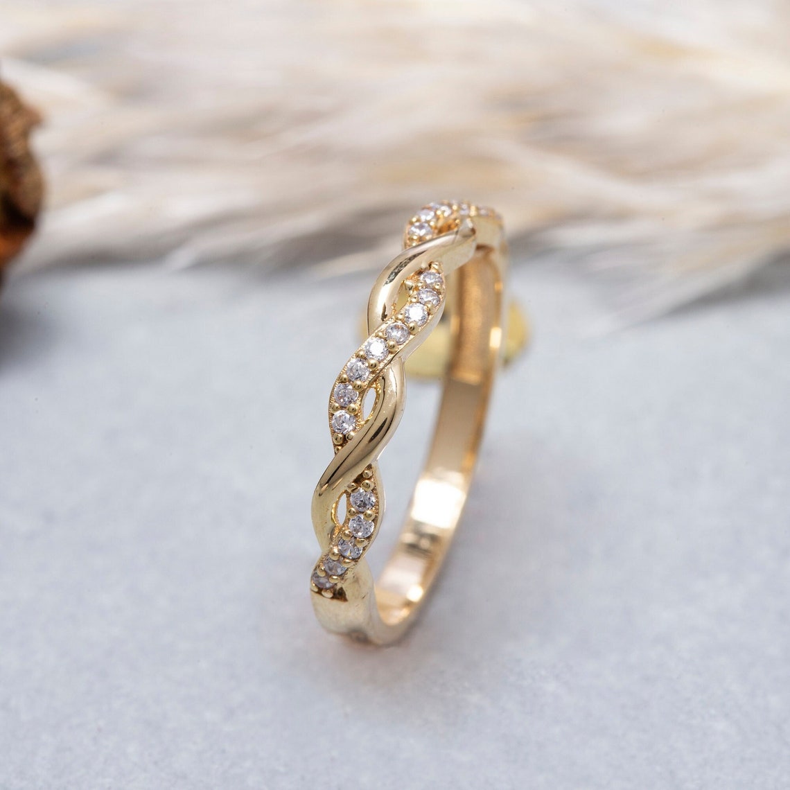 14K Solid Gold Braid Ring 925 Sterling Silver Braid Ring - Etsy