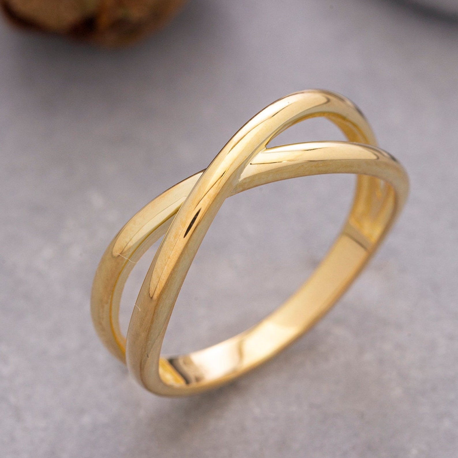 14K Solid Gold Criss Cross Ring 925 Sterling Silver Criss - Etsy