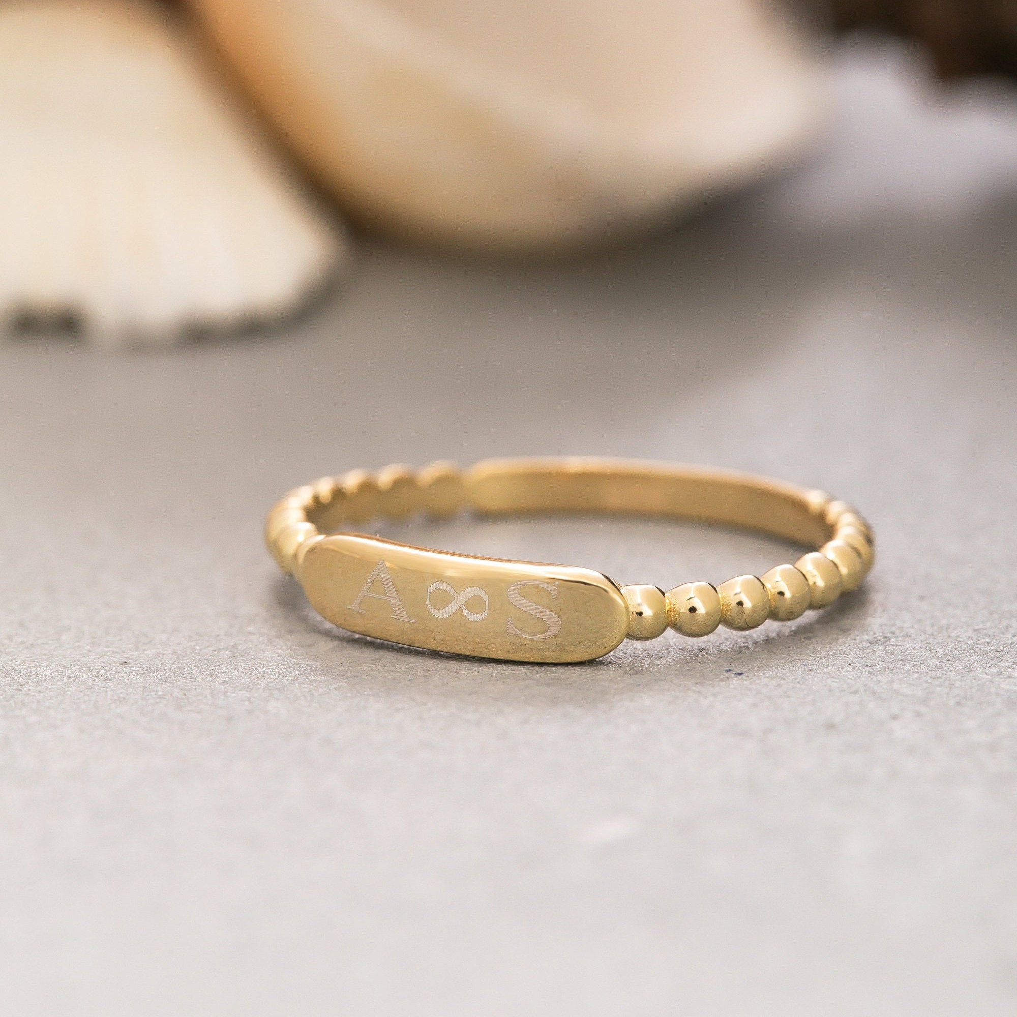 14K Solid Gold Name Ring Sterling Silver Name Ring Signet - Etsy