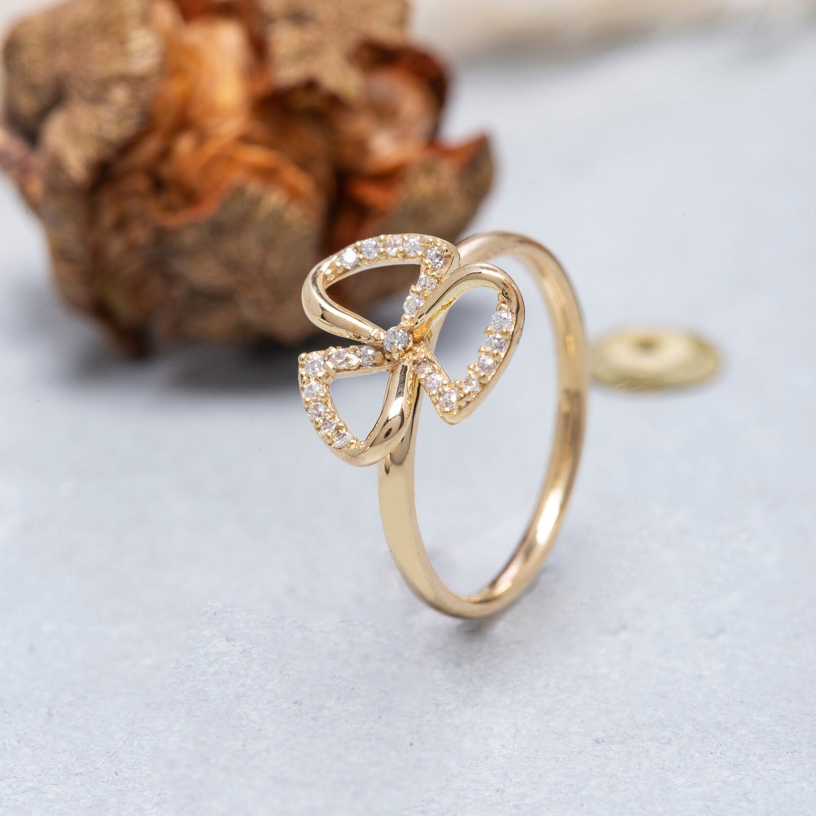 14K Solid Gold Flower Ring 925 Sterling Silver Flower Ring - Etsy