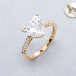 10x10 Mm Heart Stone Solitaire, 14K Solid Gold Heart Stone Solitaire ...