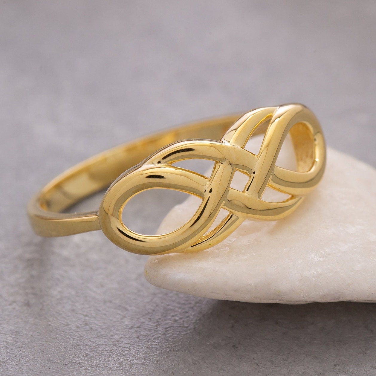 14K Solid Gold Infinity Ring 925 Sterling Silver Infinity - Etsy