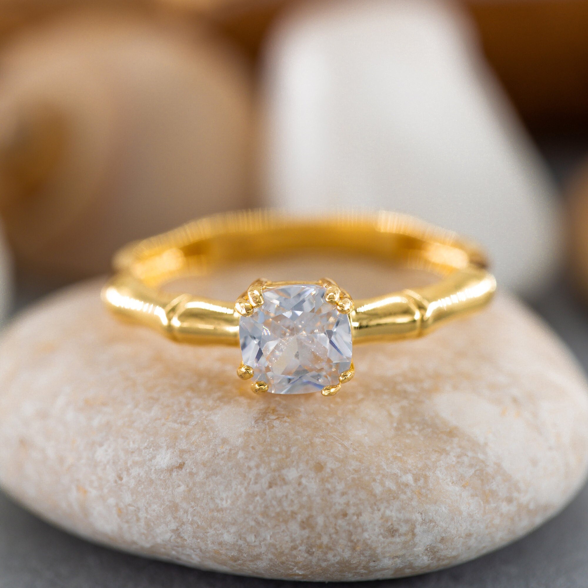 14K Solid Gold Bamboo Ring 925 Sterling Silver Bamboo Ring - Etsy