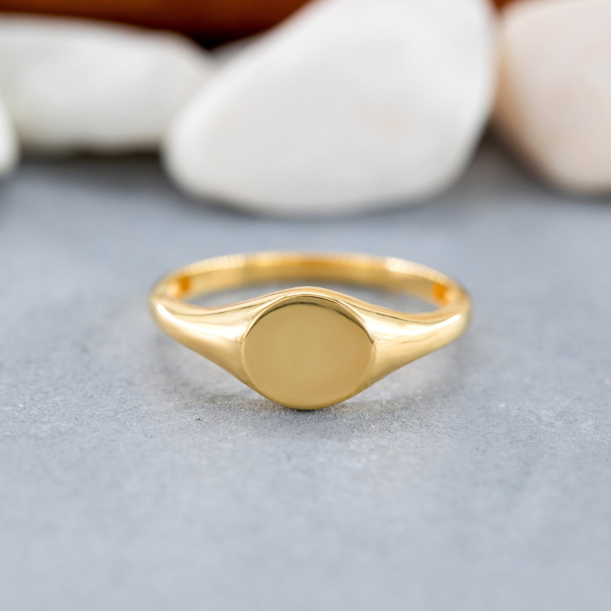 14K Solid Gold Signet Ring Sterling Silver Signet Ring - Etsy