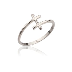 Elegant Cross Ring, 14K Solid Gold Cross Ring, 925 Sterling Silver ...