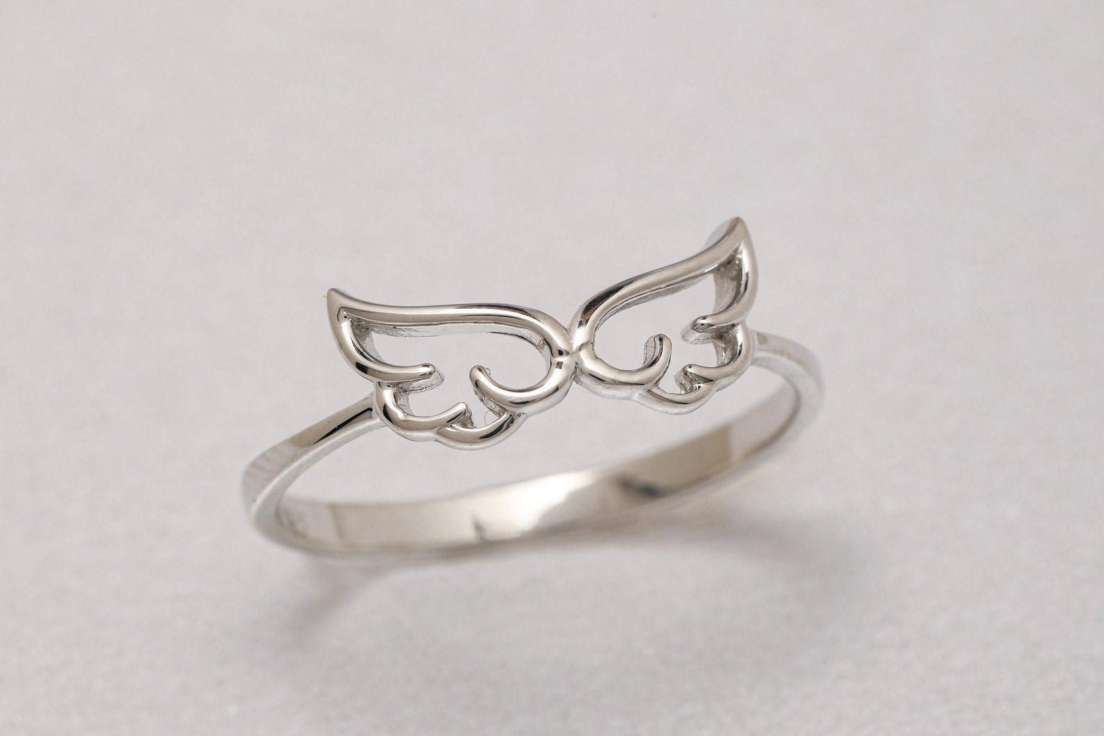 14K Solid Gold Angel Wings Ring 925 Sterling Silver Angel - Etsy