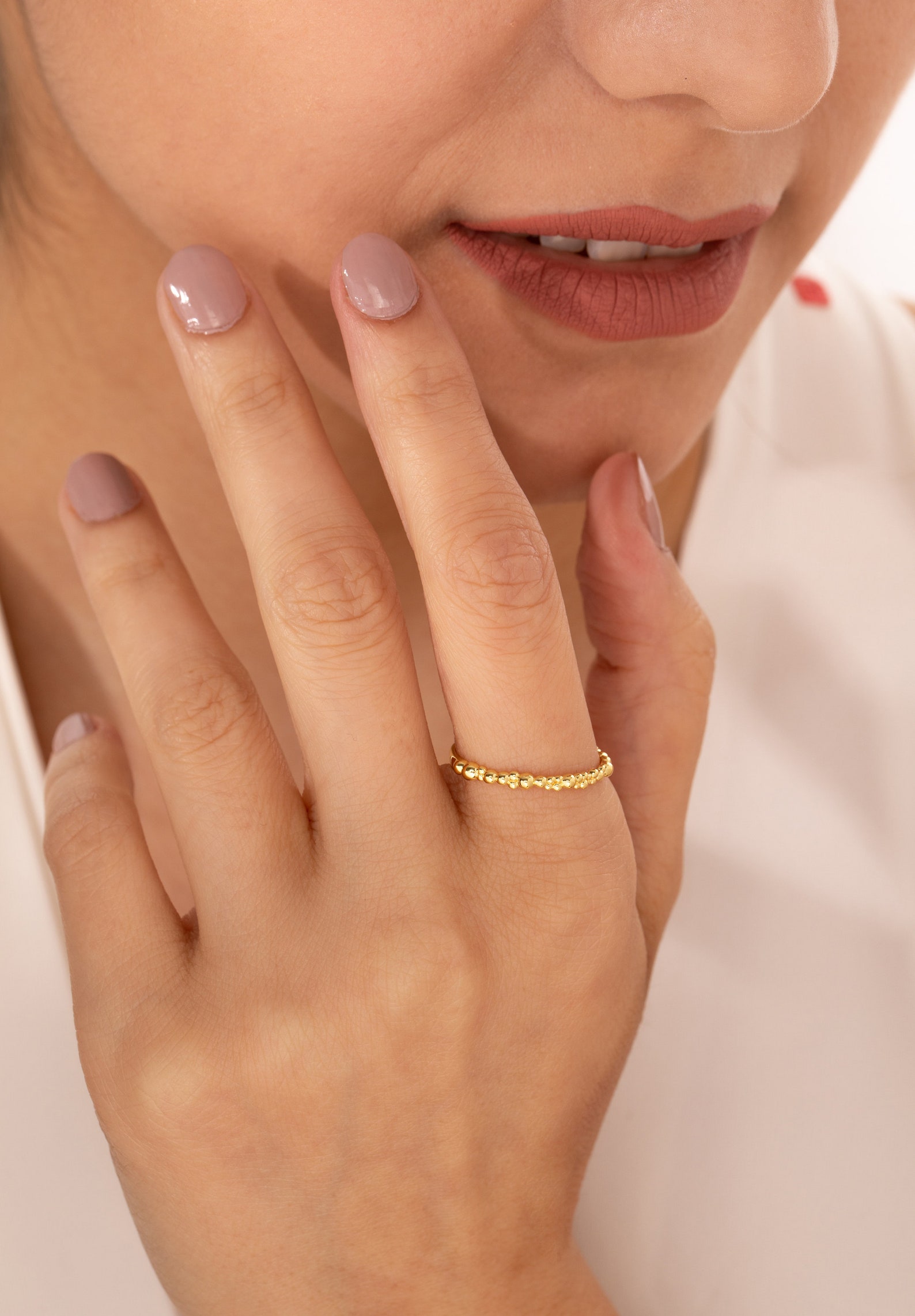 14K Solid Gold Bubble Ring 925 Sterling Silver Bubble Ring - Etsy