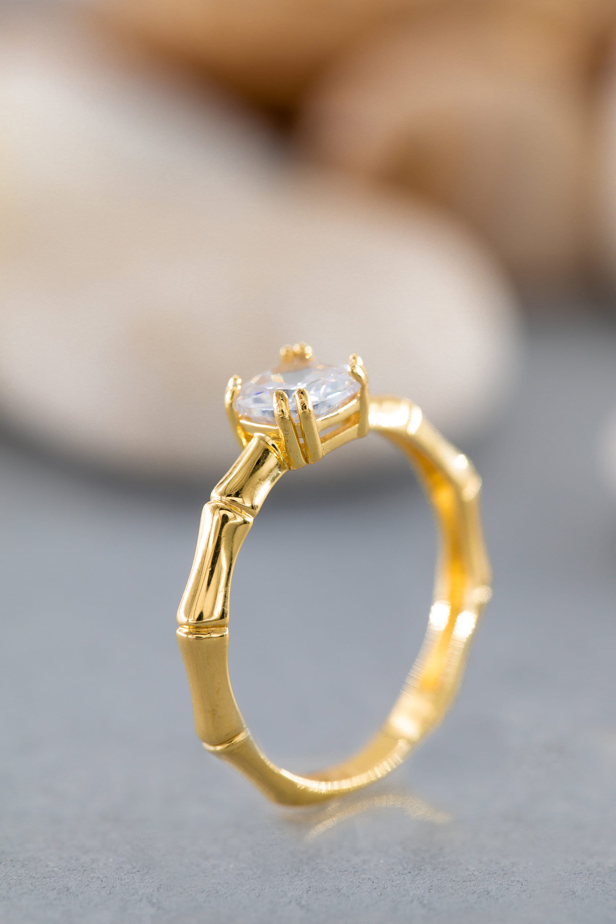 14K Solid Gold Bamboo Ring 925 Sterling Silver Bamboo Ring - Etsy