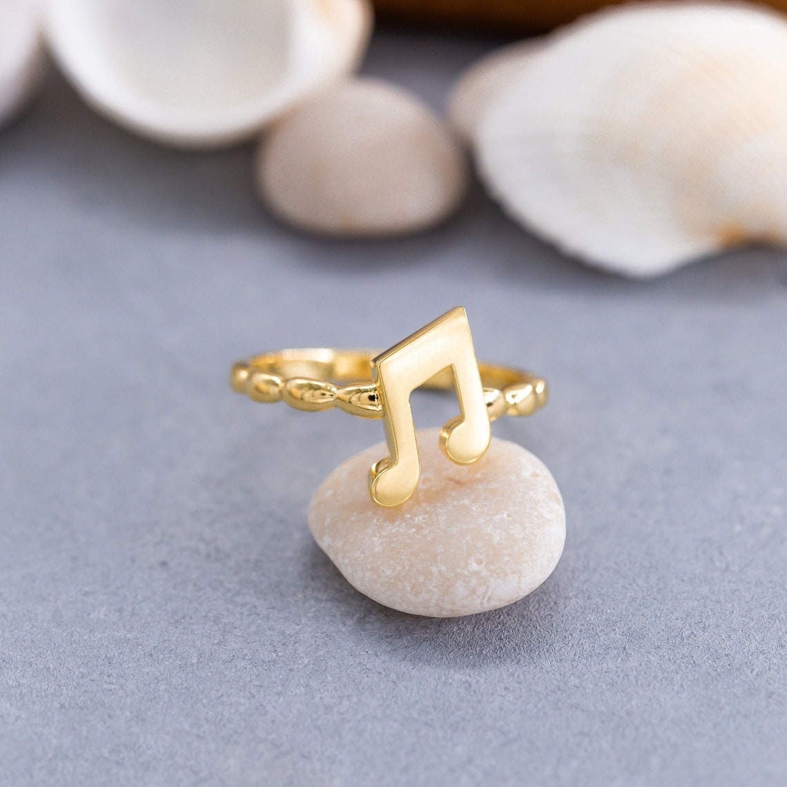 14K Solid Gold Musical Note Ring Sterling Silver Musical Note - Etsy