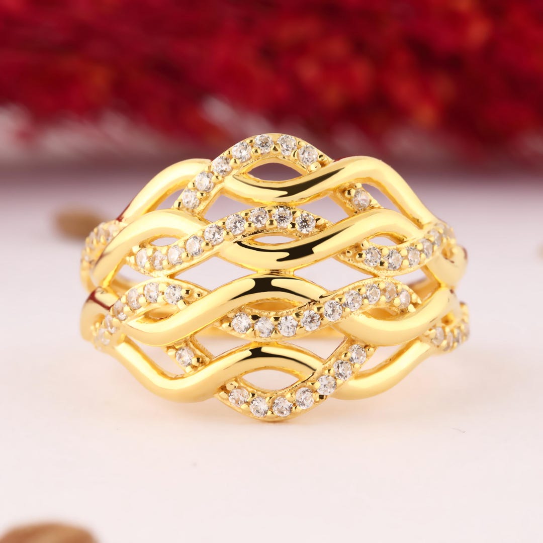 14K Solid Gold Braid Ring, 925 Sterling Silver Braid Ring, Infinity ...