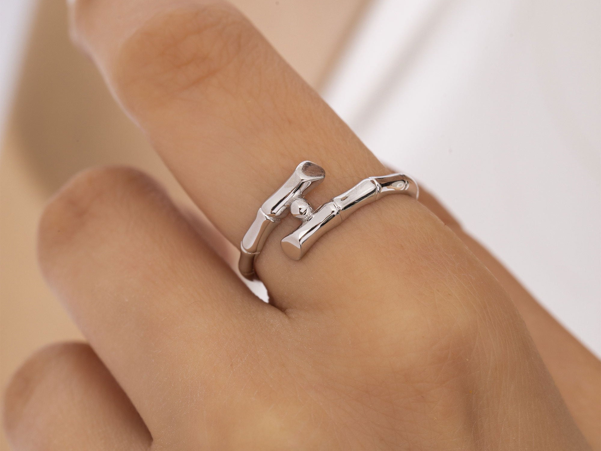 14K Solid Gold Bamboo Ring 925 Sterling Silver Bamboo Ring - Etsy