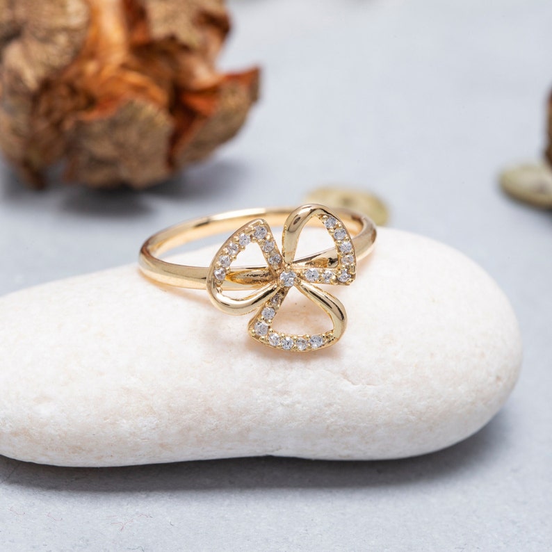 14K Solid Gold Flower Ring 925 Sterling Silver Flower Ring - Etsy