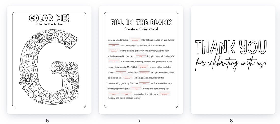 10 Page Personalized Coloring Book - Etsy