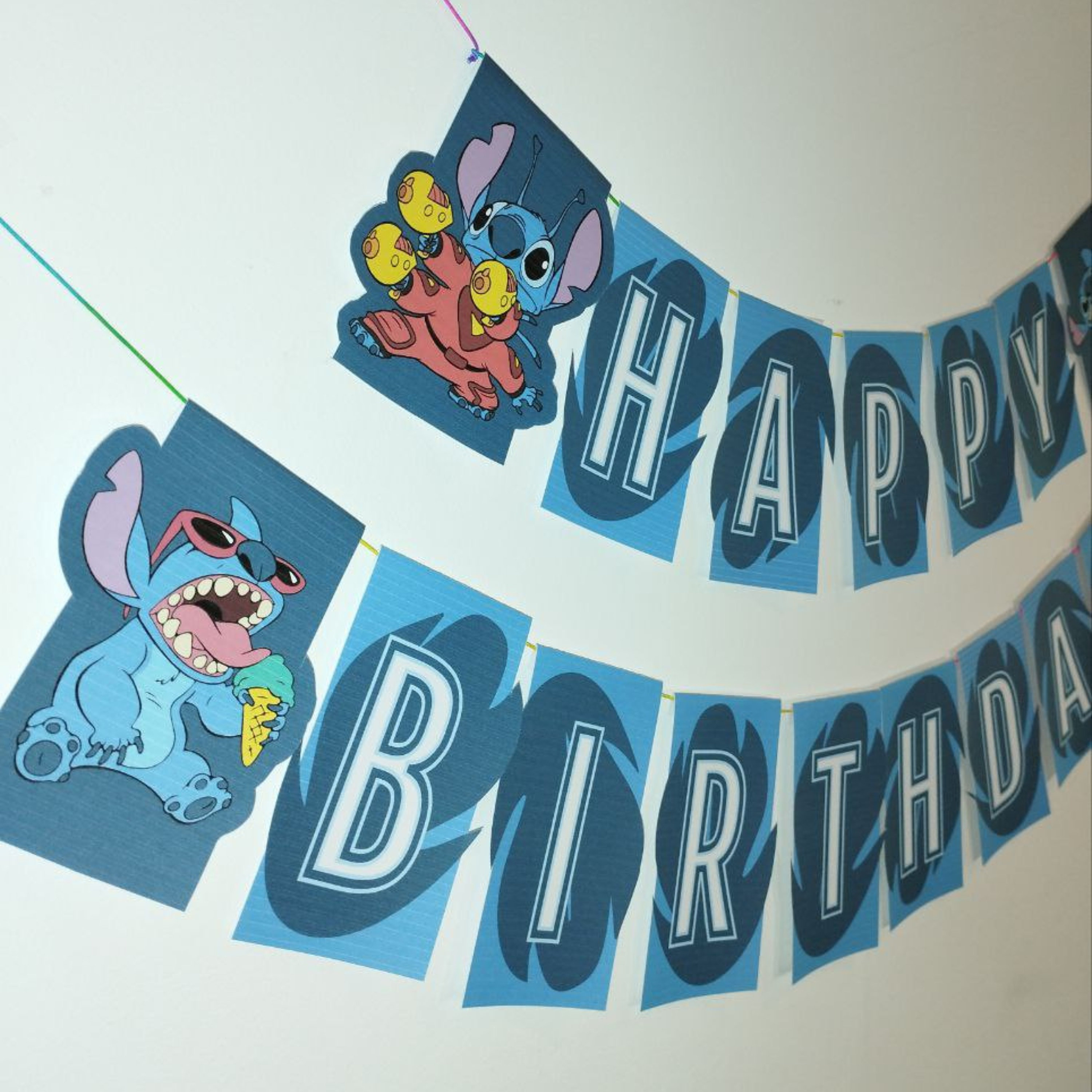 Stitch Banner Happy Birthday Printable Banner Digital PDF - Etsy UK