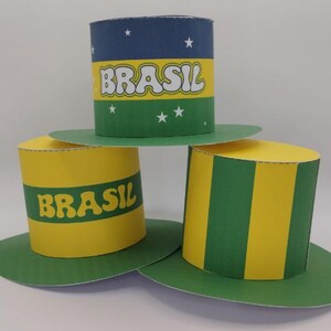 Printable Brazil Mini Top Hat | DIY Party Hat | Brazilian Flag Colors ...
