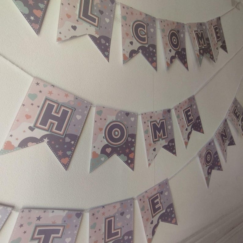 Welcome Home Little One Banner – Printable Baby Arrival Decoration ...