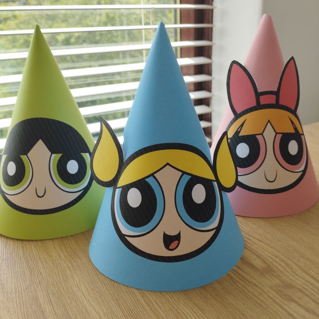 Powerpuff Girls Printable | Cone Hats Digital File - PDF Download - Etsy