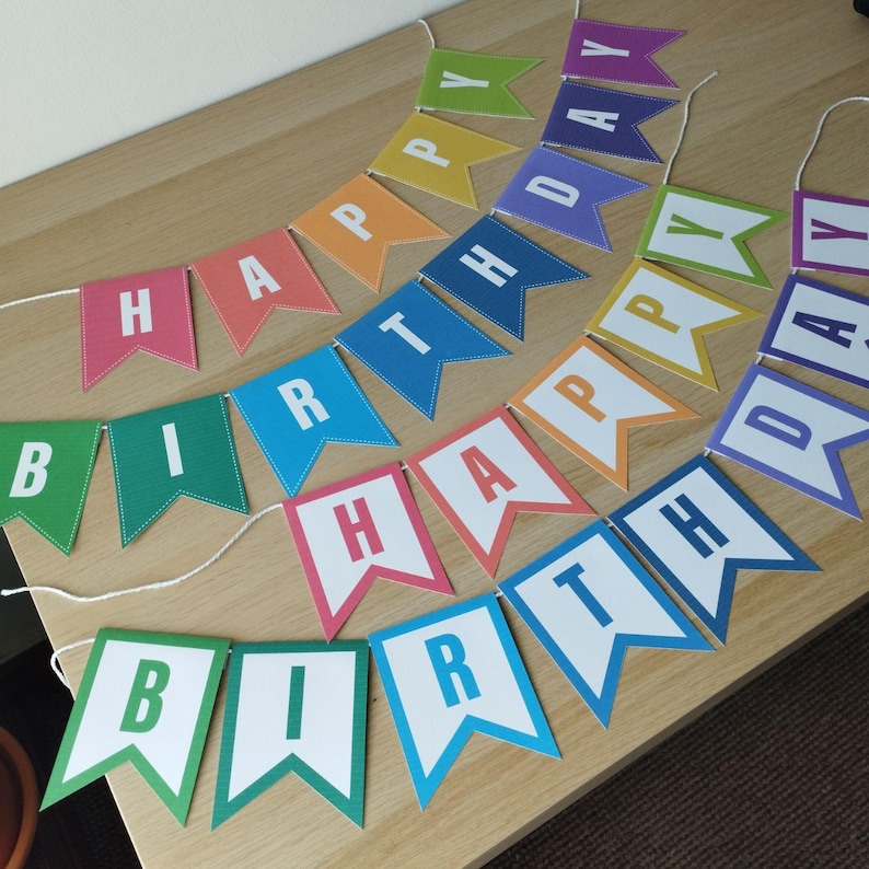 Colorful Happy Birthday Banner | Printable Party Decor | Digital ...