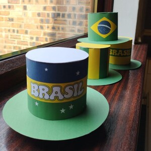 Printable Brazil Mini Top Hat | DIY Party Hat | Brazilian Flag Colors ...
