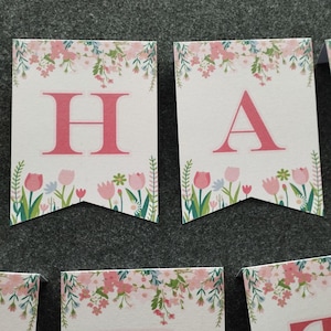 Floral Happy Birthday Banner | Printable Spring Party Decor | Digital ...