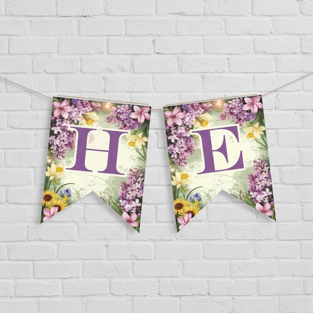 Floral "hello Spring!" Printable Banner (digital Product) - Etsy